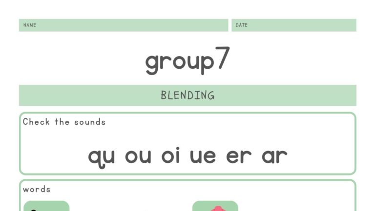 【フォニックス】「group7・qu,ou,oi,ue,er,ar」ワークシート（単語・ブレンディング） - Tontonttu_保育と英語と ...